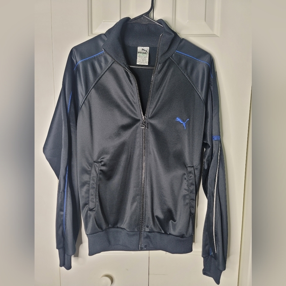 Puma | Jackets & Coats | Vintage 9s Mens Puma Black And Blue Track ...